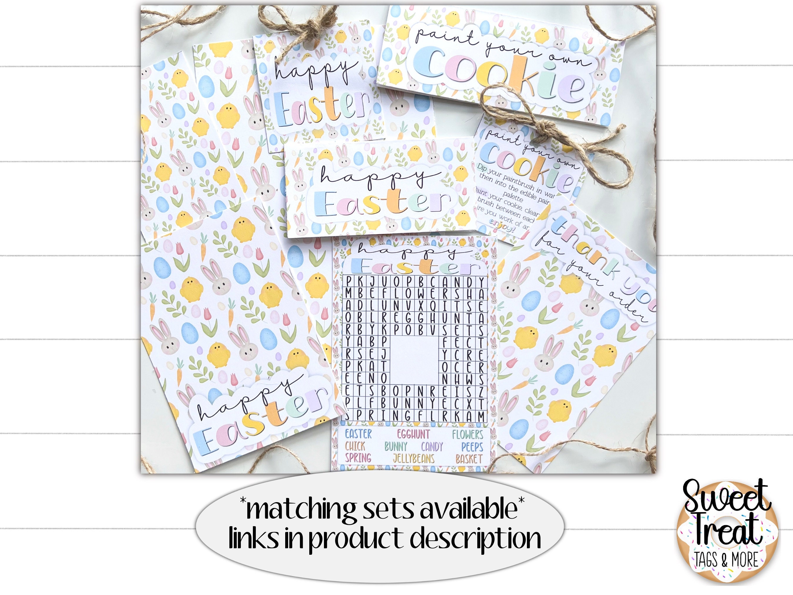 Printable Easter Cookie Card Happy Easter 3.5x5 Bunny, Egg, Carrot and ...