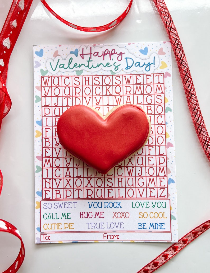 Printable Valentines Day Cookie Card - Happy Valentine's Day - 3.5x5 ...