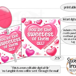 Printable Valentine's Day Lollipop Tag - Valentine's Day Class Gifts ...