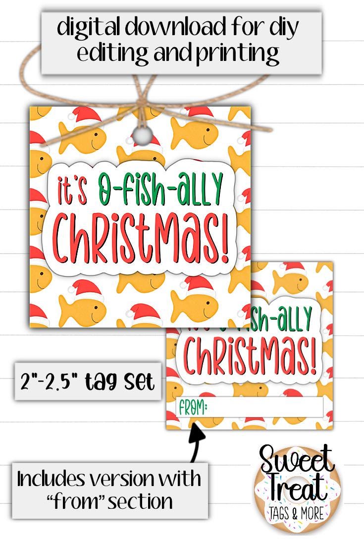 Printable O-fish-ally Christmas Tag Set - Goldfish Cracker Tag ...