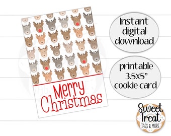Printable Cookie Card Merry Christmas 3.5x5 - Etsy