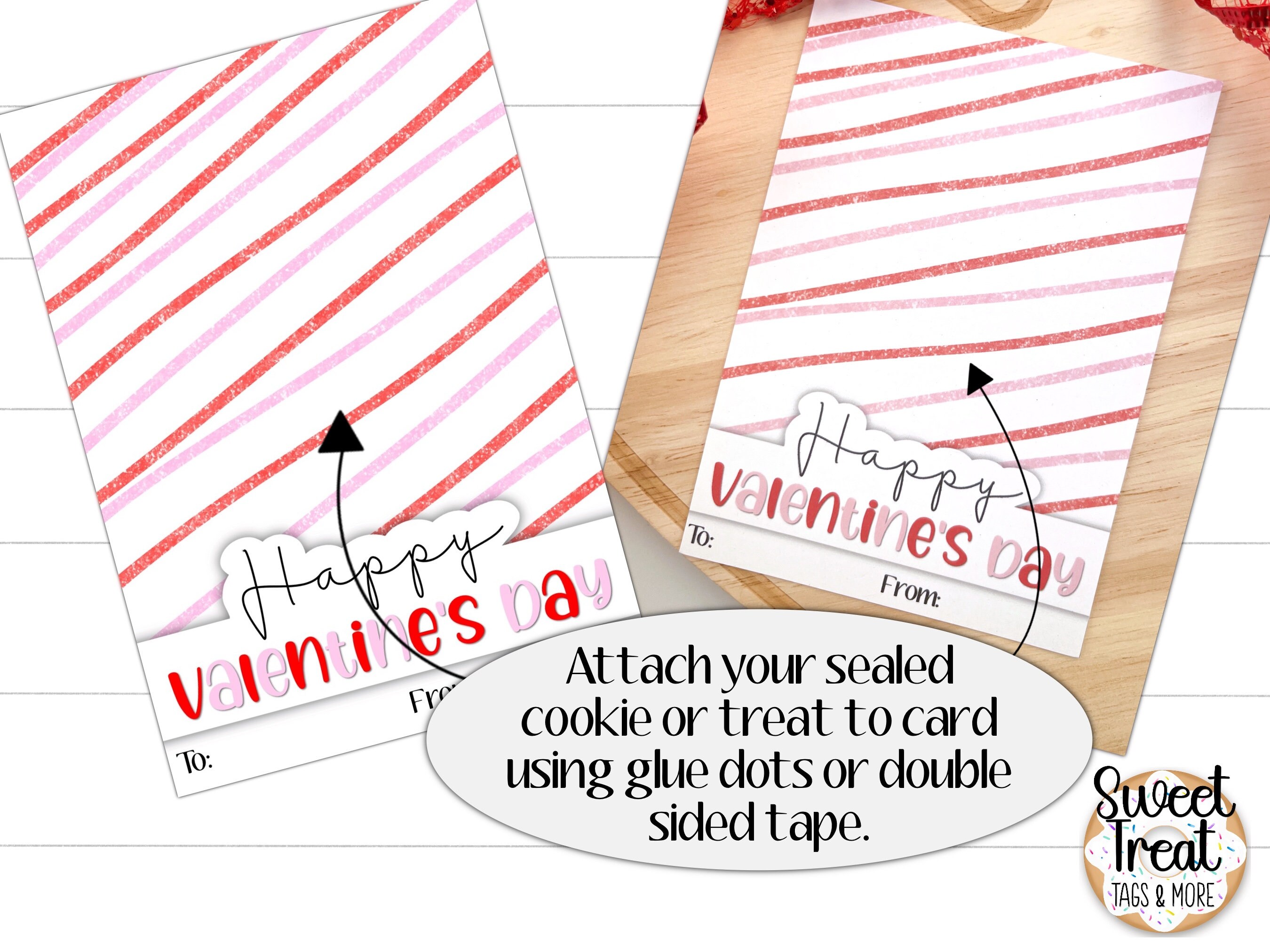 Printable Valentines Day Cookie Card Happy Valentine's - Etsy