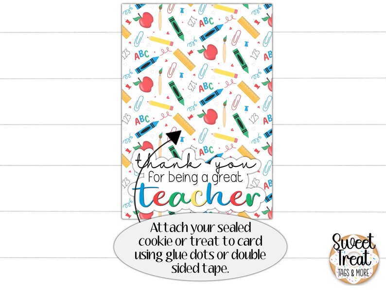 Printable Teacher Appreciation Cookie Card Thank You for Being a Great ...