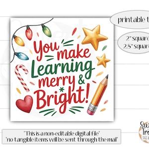 Printable Teacher Christmas Gift Tags - Holiday Tags for Teachers ...