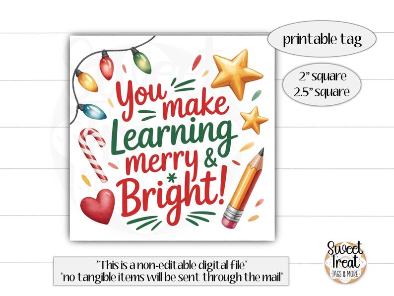 Printable Teacher Christmas Gift Tags - Holiday Tags for Teachers ...