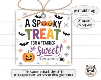 Halloween Teacher Tag Printable / Halloween Tags Teacher / Halloween ...