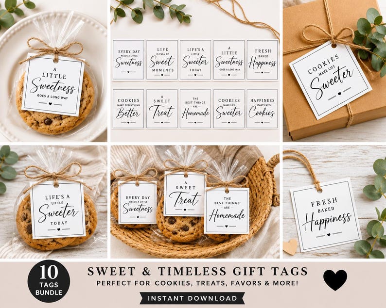 Cookie Gift Tags Bundle | Printable Treat Tags | Bakery Packaging Tags ...