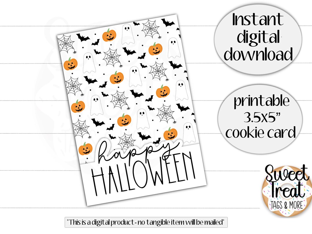 Printable Halloween Cookie Card - Spooky Cookie Card - Halloween Favors ...