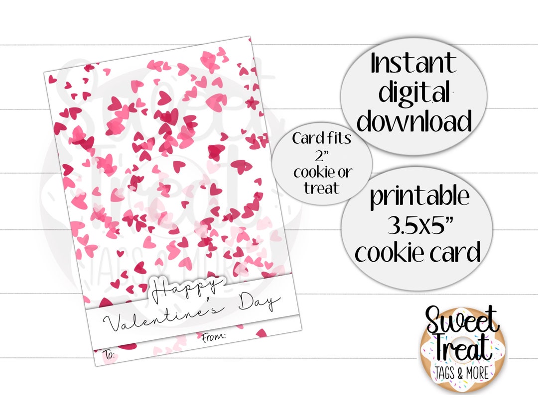 Printable Valentines Day Cookie Card - Happy Valentine's Day - 3.5x5 ...