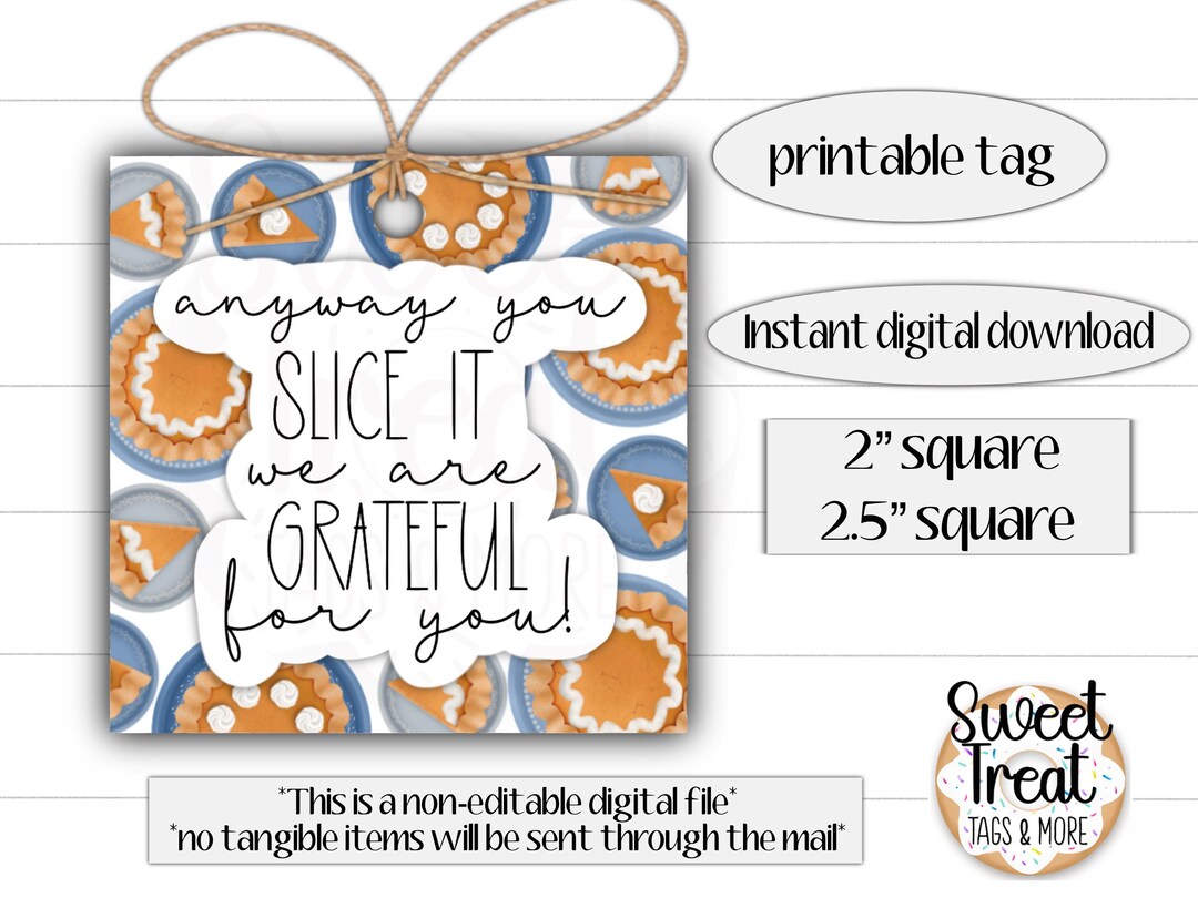 Printable Thanksgiving Cookie Tag - Pumpkin Pie Gift Tag - Anyway You ...