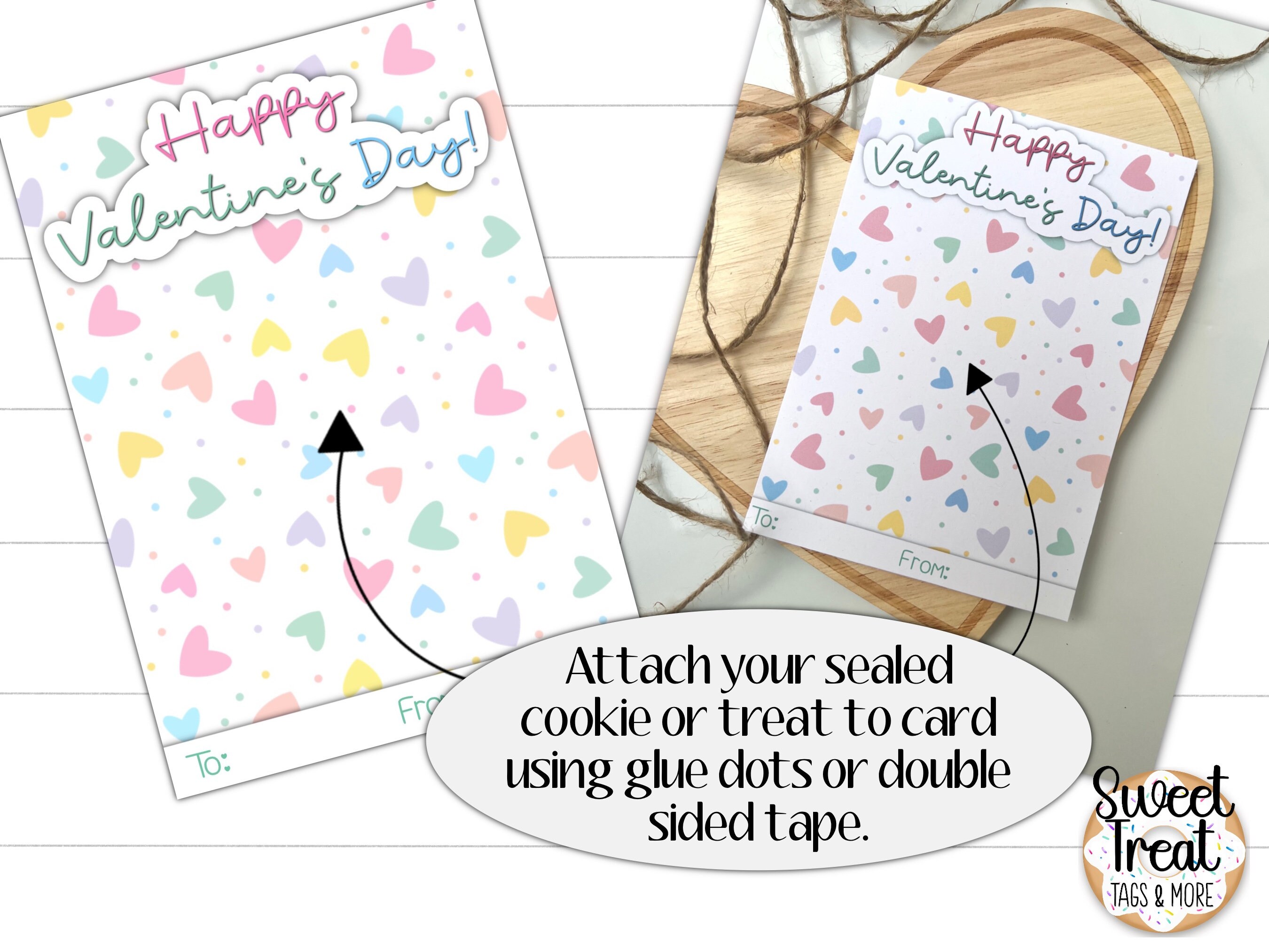 Printable Valentines Day Cookie Card 5x7" - Happy Valentine's Day - 5x7 ...