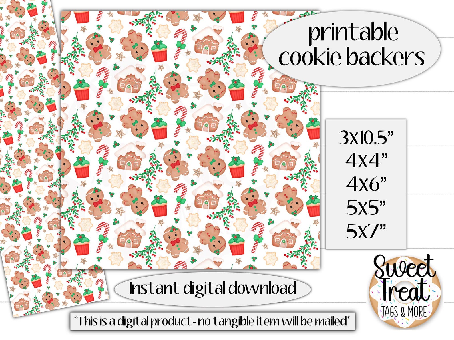 Printable Christmas Cookie Backers Christmas Cookie Packaging Christmas ...