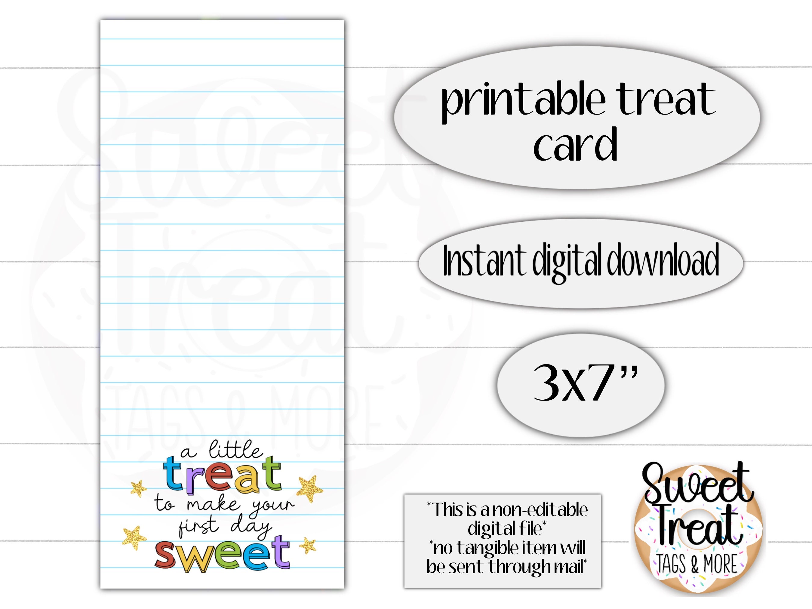 Printable Back to School Treat Card 3x7 Treat to Make the First Day ...