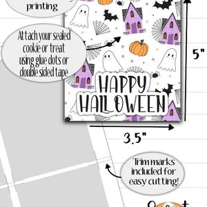Printable Halloween Cookie Card - Ghost Cookie Card - Halloween Favor ...