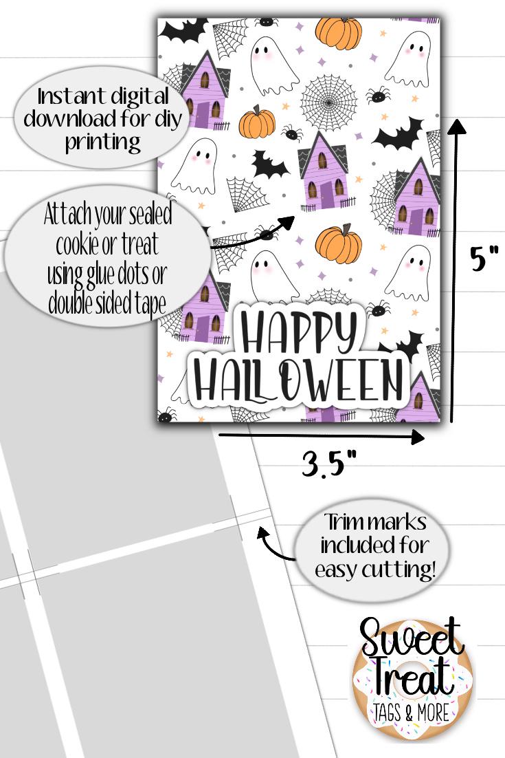 Printable Halloween Cookie Card - Ghost Cookie Card - Halloween Favor ...