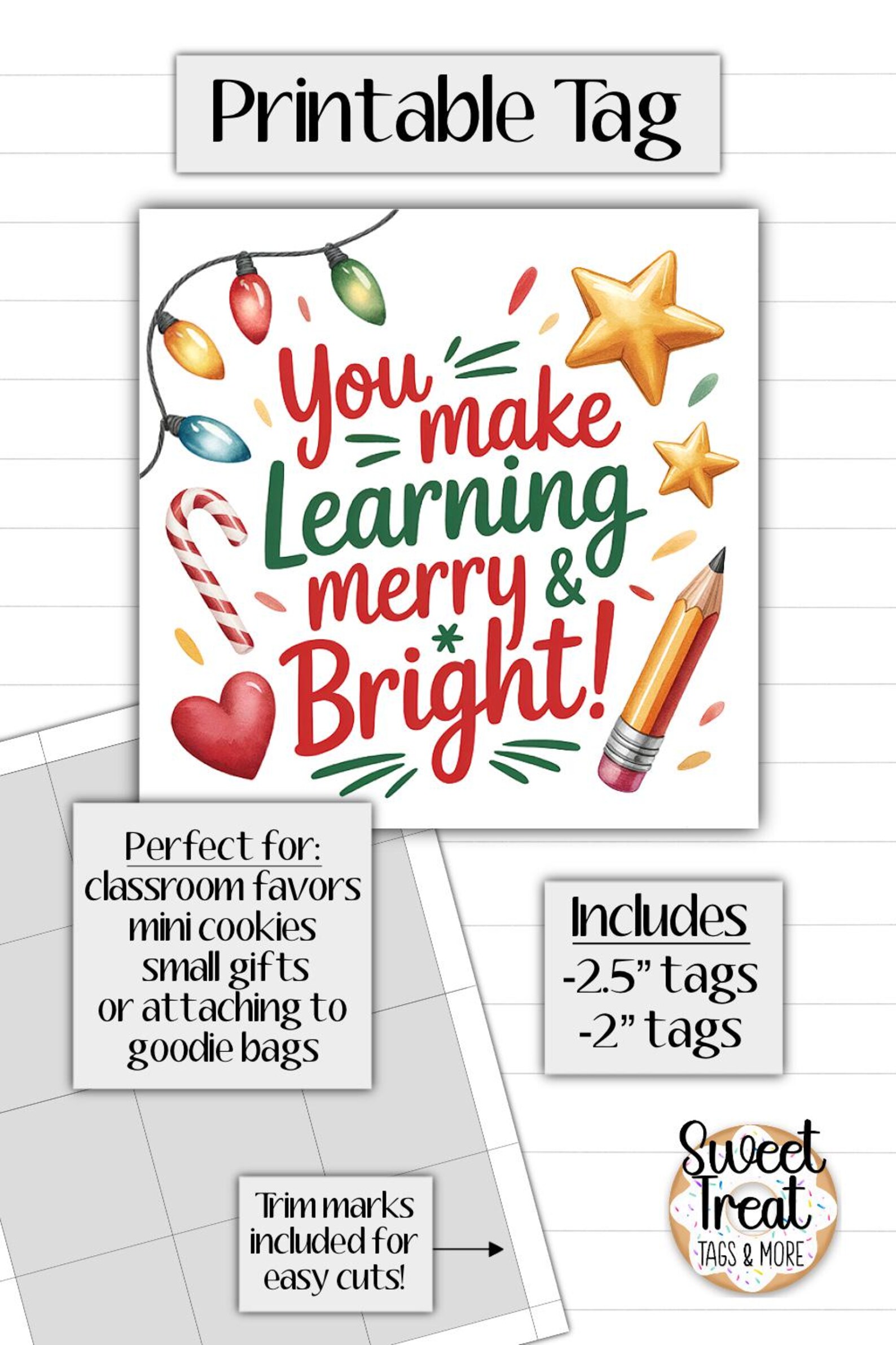 Printable Teacher Christmas Gift Tags - Holiday Tags for Teachers ...