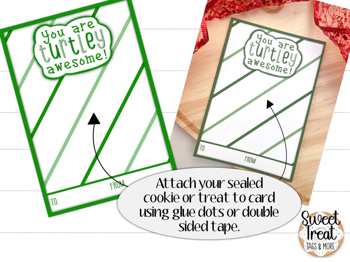 Printable Valentines Day Cookie Card You Are Turtley Awesome - Etsy