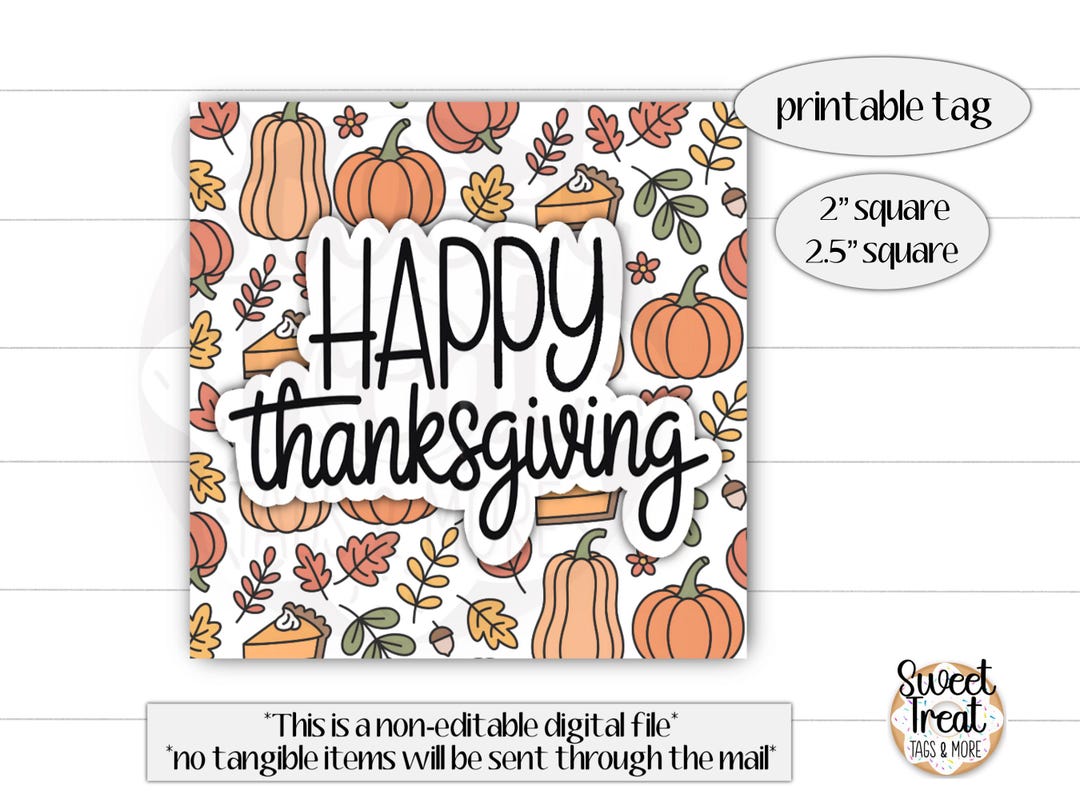 Printable Thanksgiving Cookie Tag - Thanksgiving Gift Tag ...