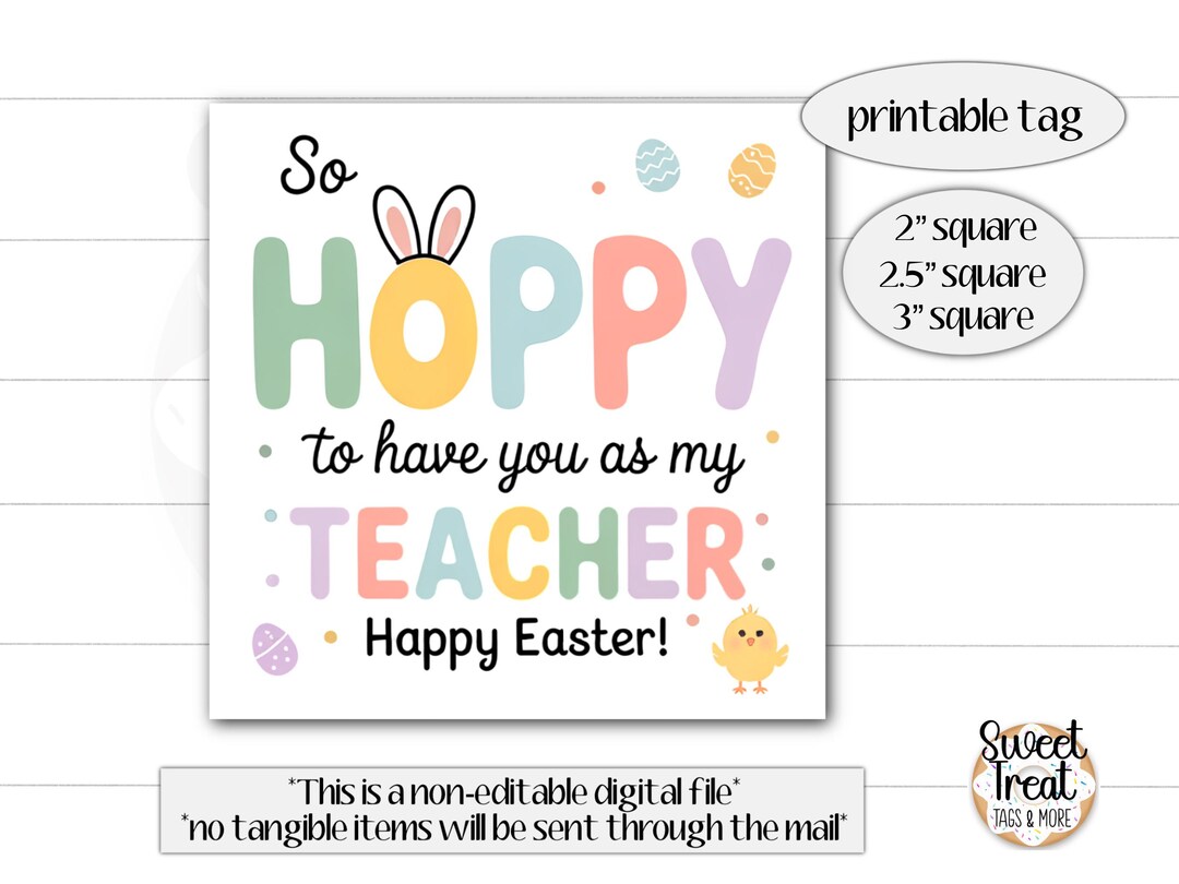 Printable Easter Teacher Tags - School Easter Tag - Easter Treat Tag ...