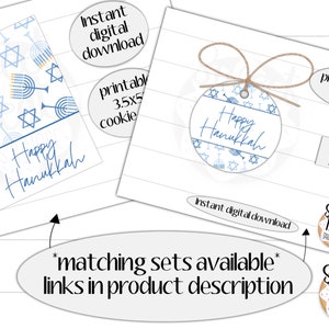 Printable Hanukkah Cookie Tags - Happy Hanukkah- Menorah and Star of ...