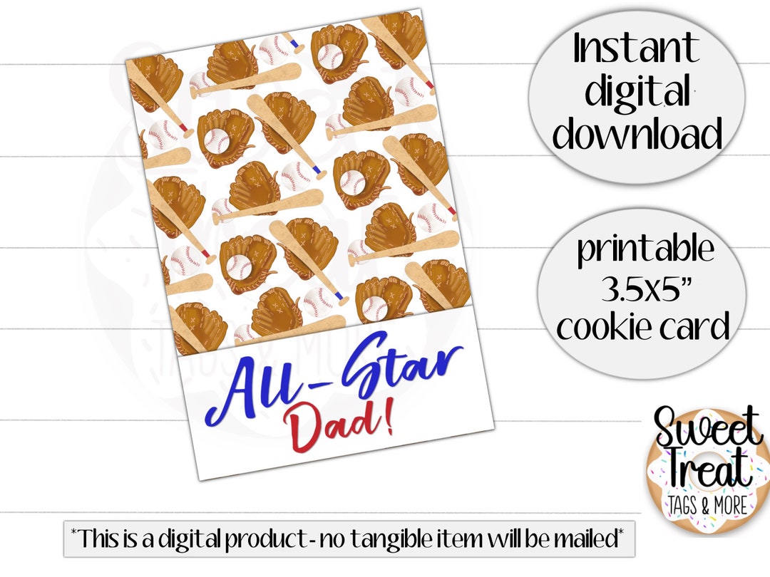Printable Father's Day Cookie Card -3.5x5''- All Star Dad Cookie Card ...
