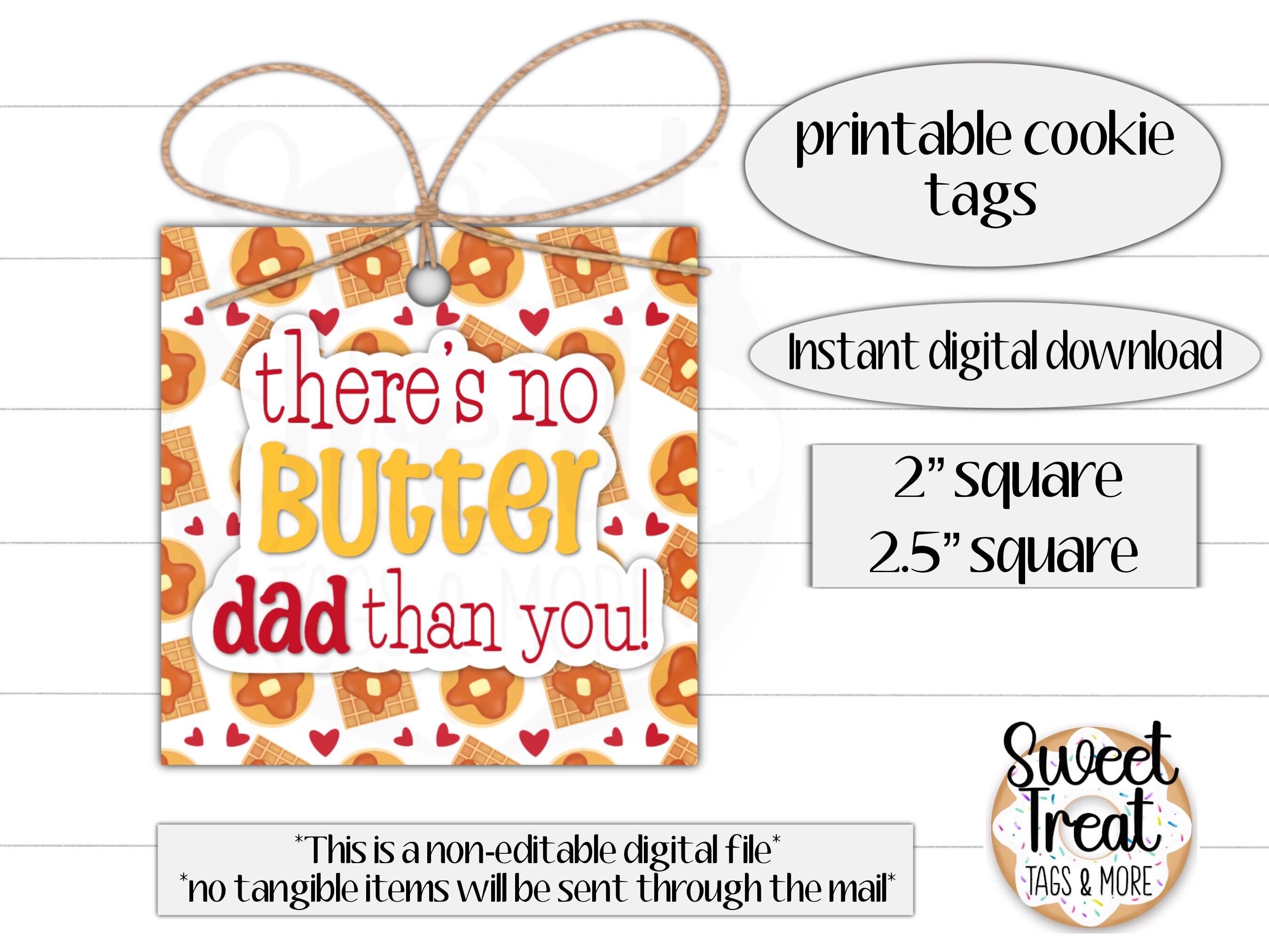 Printable Father's Day Gift Tag No Butter Dad 2 2.5 Pancake and Waffle ...