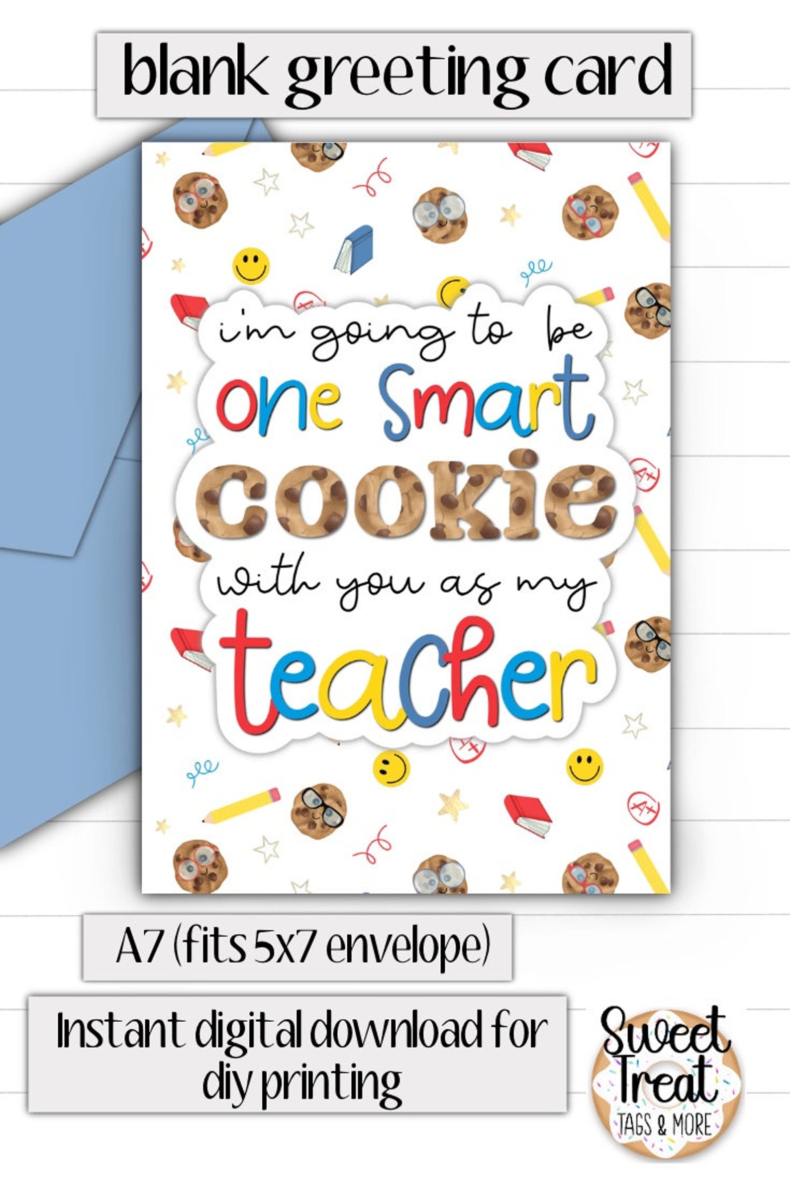 Printable Welcome Back to School Greeting Card -5x7"- Blank Smart ...