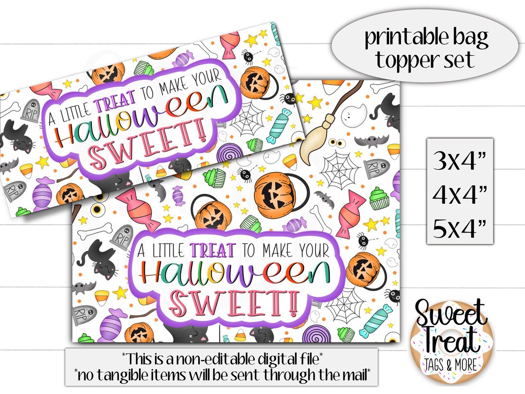 Printable Halloween Cookie Toppers - Halloween Favors - Halloween Bag ...