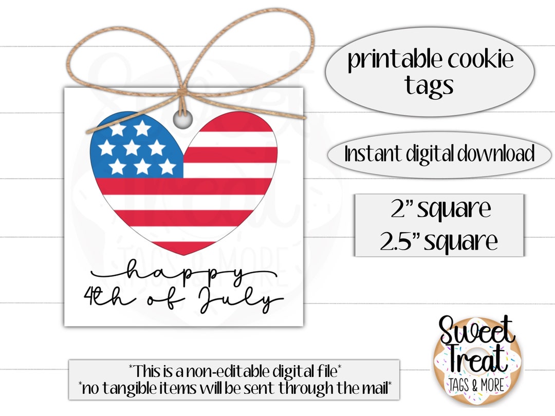 Printable 4th of July Gift Tag -2"- 2.5"- Happy 4th of July - 4th of ...