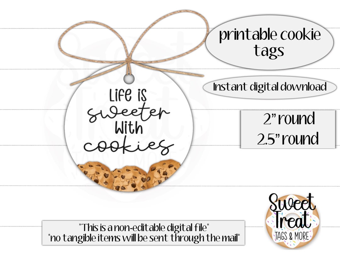 Printable Round Cookie Tag - Chocolate Chip Cookie Favor Tag ...