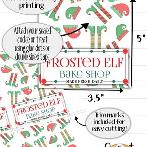 Printable Christmas Cookie Card -frosted Elf Bake Shop- Elf Legs and ...