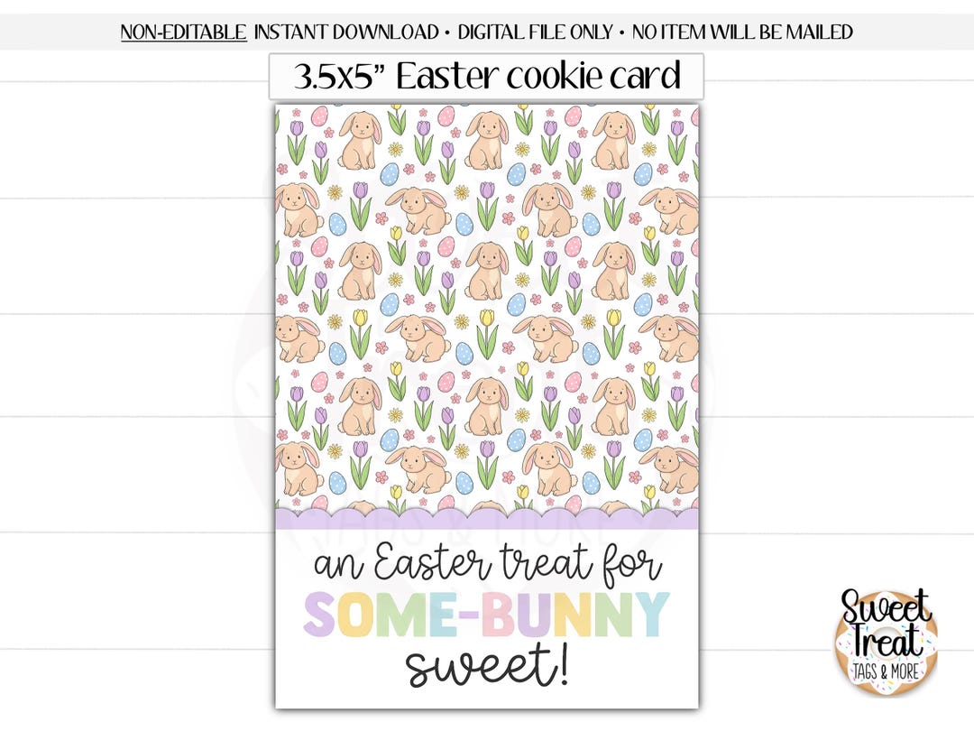 Printable Easter Cookie Card – 3.5x5 Cookie Backer Card for Sugar ...