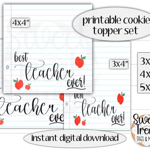Printable Teacher Appreciation Cookie Topper Set - Best Teacher Ever ...