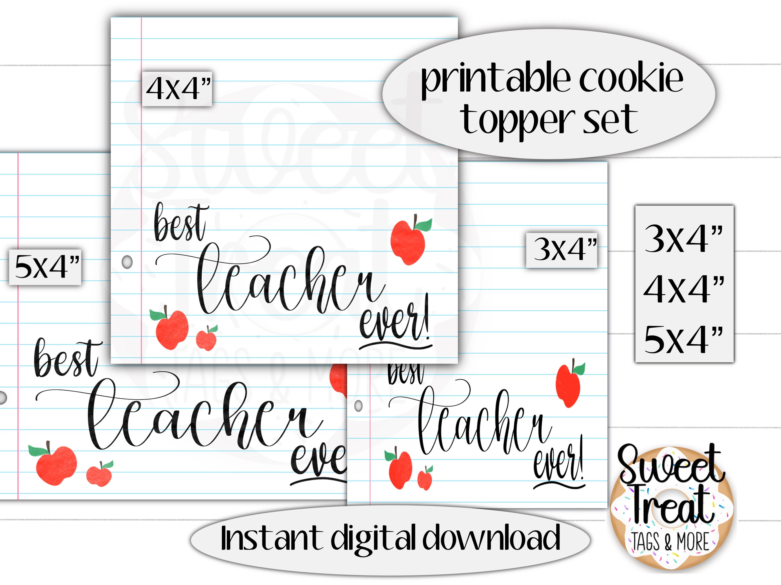 Printable Teacher Appreciation Cookie Topper Set Best Teacher Ever ...