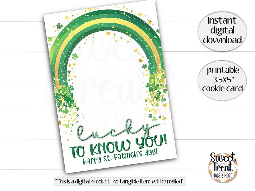 Printable St. Patrick's Day Cookie Card - Lucky to Know You - Spring ...