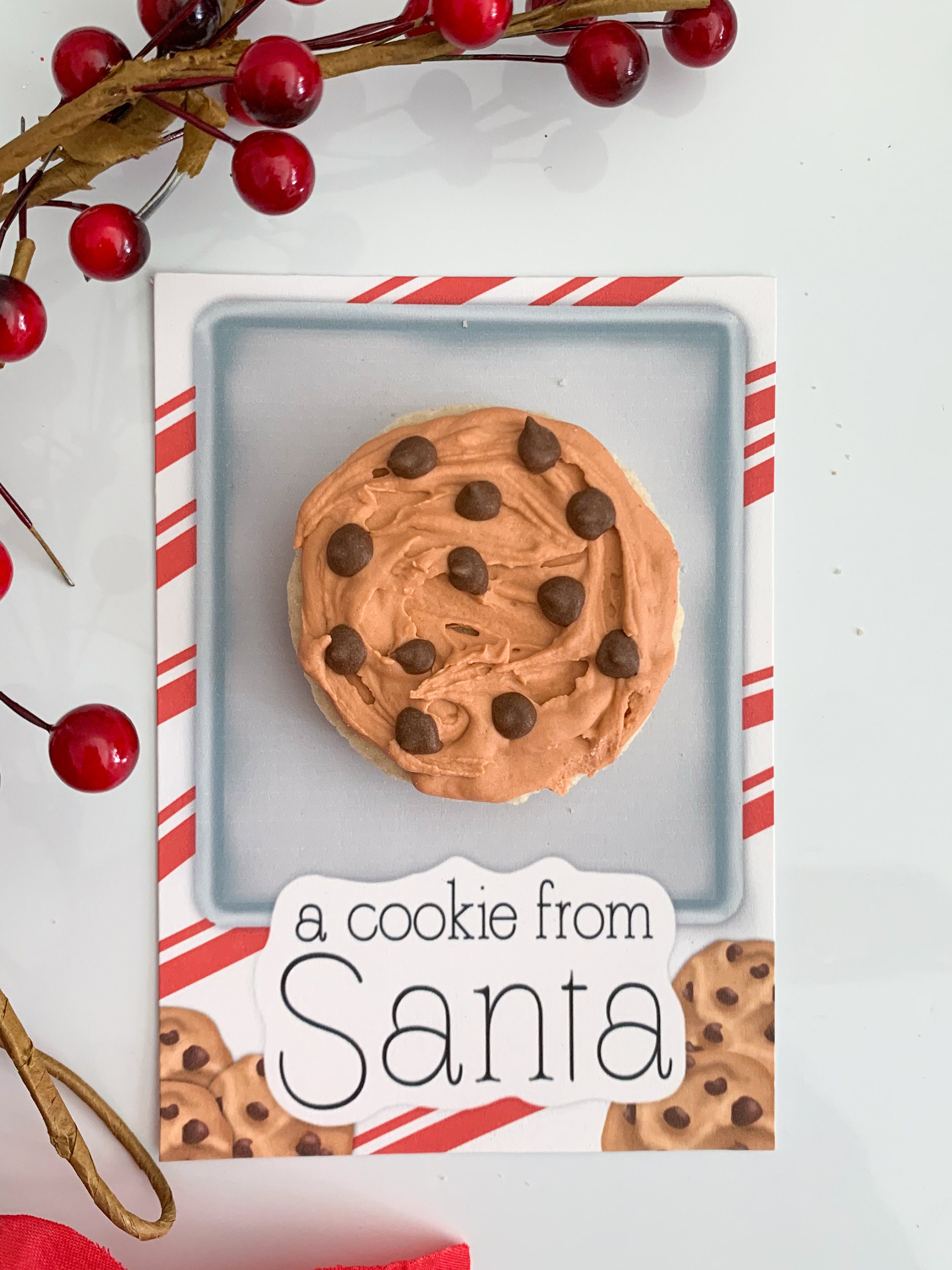 Printable Christmas Cookie Card a Cookie From Santa 3.5x5 Christmas ...