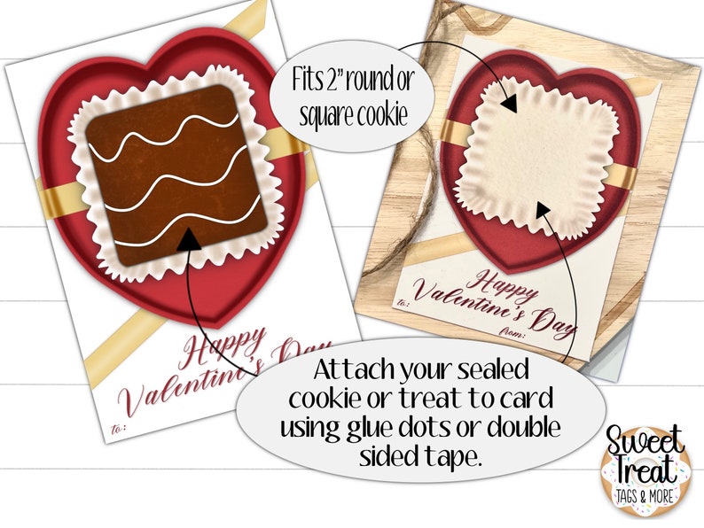 Printable Valentines Day Cookie Card Happy Valentine's Day 3.5x5 ...