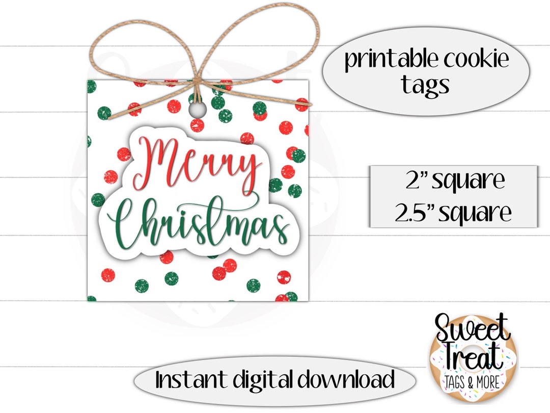 Printable Christmas Cookie Tag Set Merry Christmas Cookie Tags 2 2.5 ...