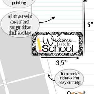 Printable Back to School Cookie Card - Welcome Back to School - 3.5x5 ...