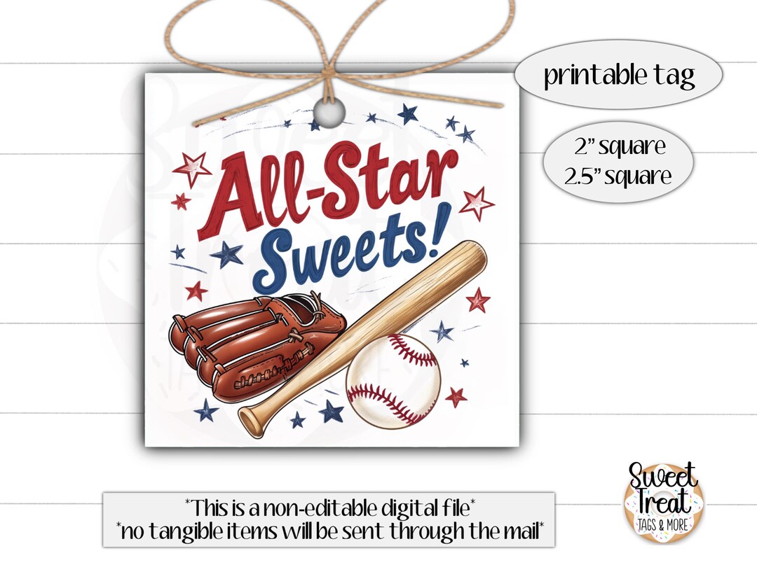 Printable Baseball Tag - Baseball Cookie Tag - Baseball Party ...