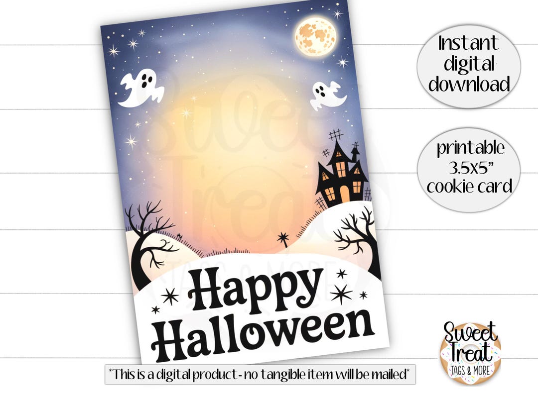 Printable Halloween Cookie Card - Halloween Cookie Packaging ...