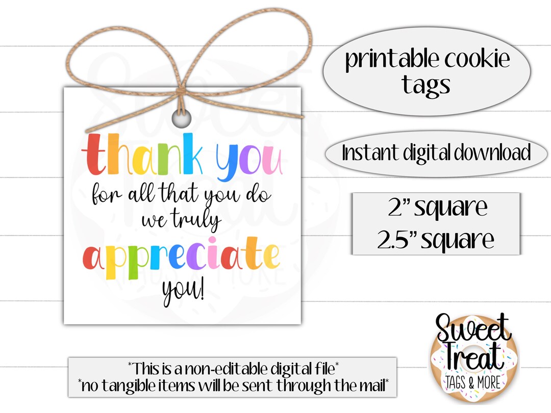 Printable Appreciation Gift Tag - 2"-2.5" Thank You for All That You Do ...