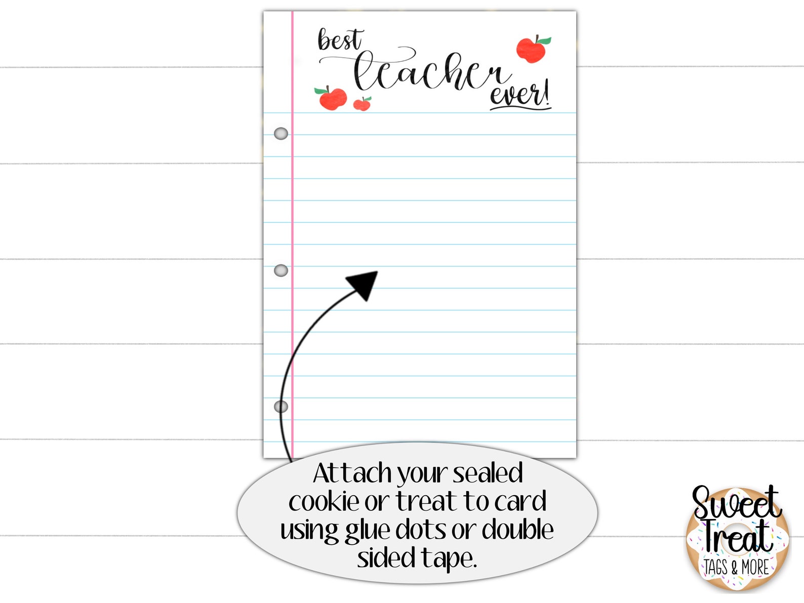 Printable Teacher Appreciation Cookie Card - Best Teacher Ever 3.5x5 ...