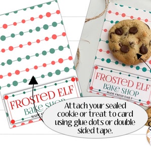 Printable Christmas Cookie Card - Frosted Elf Bake Shop - Dots 3.5x5 ...