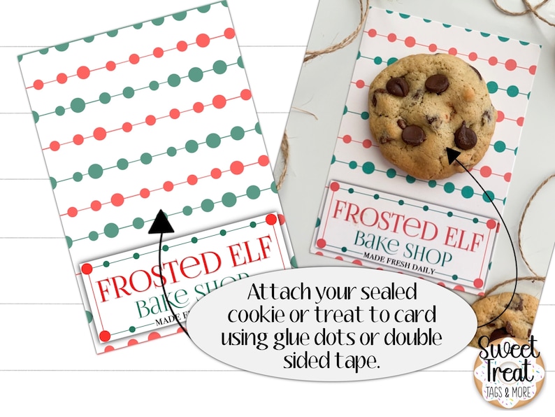 Printable Christmas Cookie Card Frosted Elf Bake Shop Dots 3.5x5 ...