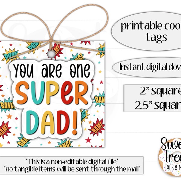 Printable Father's Day Cookie Card Tie-riffic Dad 3.5x5 Tie Cookie Card ...