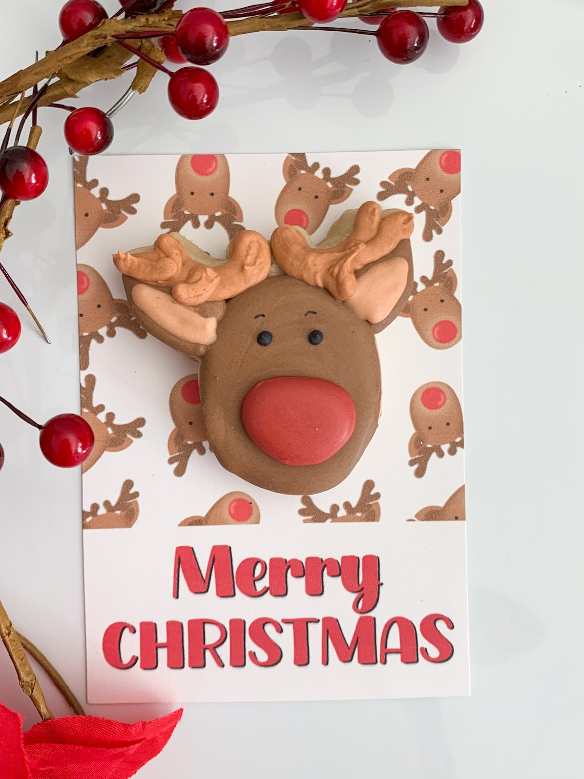Printable Christmas Cookie Card Merry Christmas Reindeer - Etsy