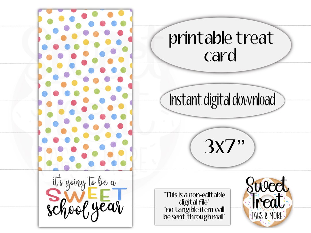 Printable Back to School Treat Card - 3x7 - It's Going to Be a Sweet ...