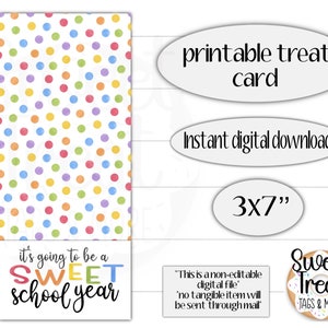 Printable Back to School Treat Card - 3x7 - It's Going to Be a Sweet ...