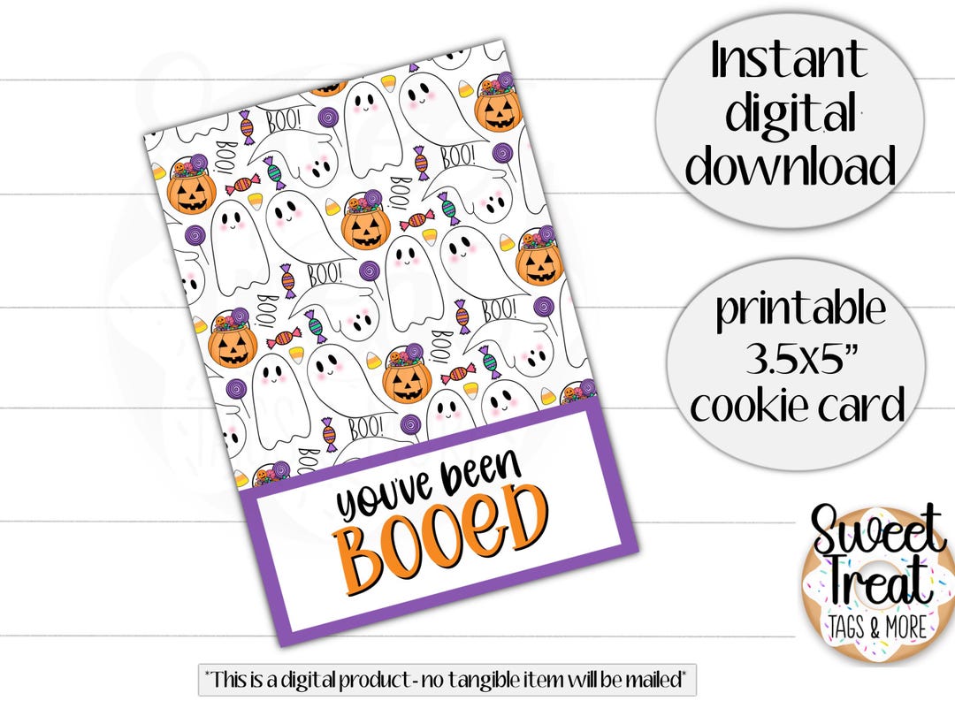 Printable Halloween Cookie Card - You've Been Booed Cookie Card ...